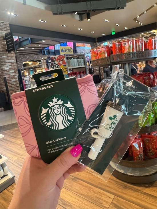 Starbucks | Kitchen | Nwt Disney 226 Starbucks Summer Pink Bow Fabric ...